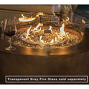 COSIEST 2-Piece Outdoor Propane Firepit Table Set w Tank Table, 40.5-inch Dark Fire Table 50,000 BTU w Bronze Round Base,Wind Guard and 16 inches Tank Side Table 20lb for Garden,Pool