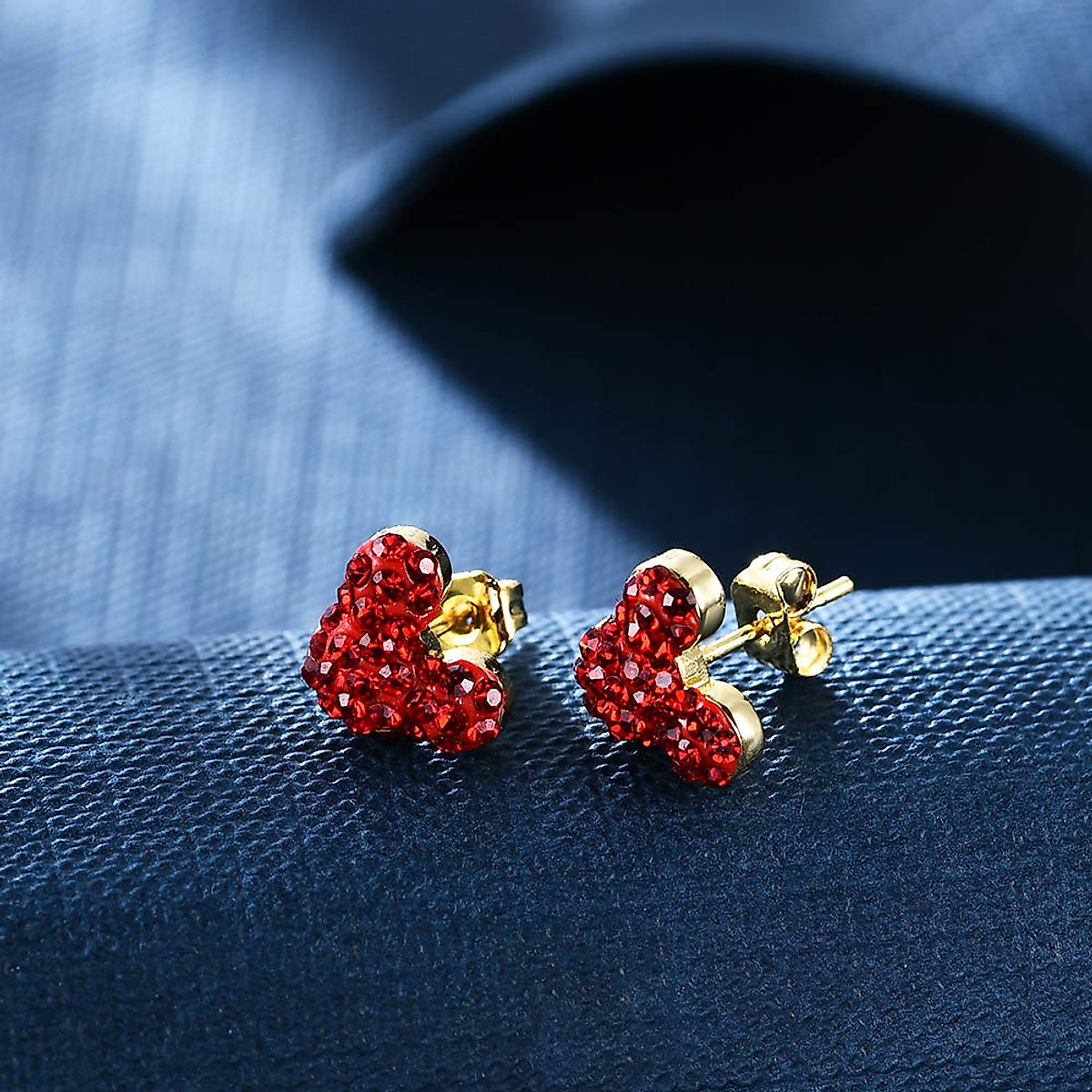 Deelan Fashion Mickey Mouse Stud Earrings For Women Red Lucky Crystal Jewelry Festival Gift Earring (Style 1)