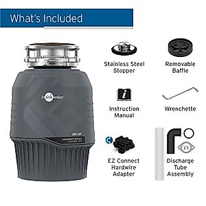 InSinkErator EVOLUTION 0.75HP 3/4 HP, Advanced Series EZ Connect Continuous Feed Food Waste Garbage Disposal, Gray