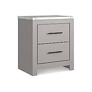 Signature Design by Ashley Cottonburg Contemporary Two Drawer Nightstand, Light Gray/White