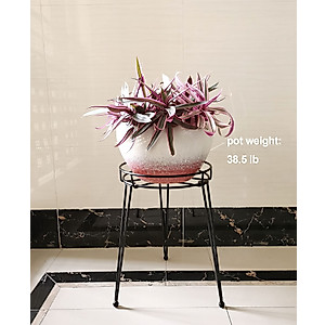 iLTreFlo Midcentury Modern Metal Potted Plant Stand 18.7 inches Tall Flower Pot Holder Large Rustproof Iron Garden Container Heavy Duty Rack for Planter,Black