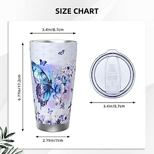 KOPOEELK Christian Butterfly Tumbler for Religious Gifts, Butterfly Christian Birthday Gifts for Women, Stainless Steel Coffee Tumbler Cup Purple 20oz