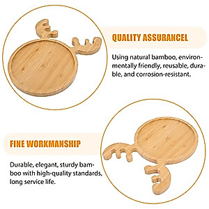 Angoily Wooden Christmas Serving Tray Reindeer Antlers Shaped Sushi Sashimi Serving Tray Appetizer Tray Snack Dessert Candy Dish for Christmas Restaurant Home