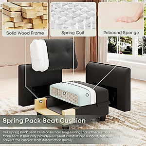 LLappuil Modular Sectional Sofa with Storage U Shaped Couch with Reversible Chaise Luxury Velvet Sofas for Living Room 4 Seats with 3 Ottomans Denim Black Grey