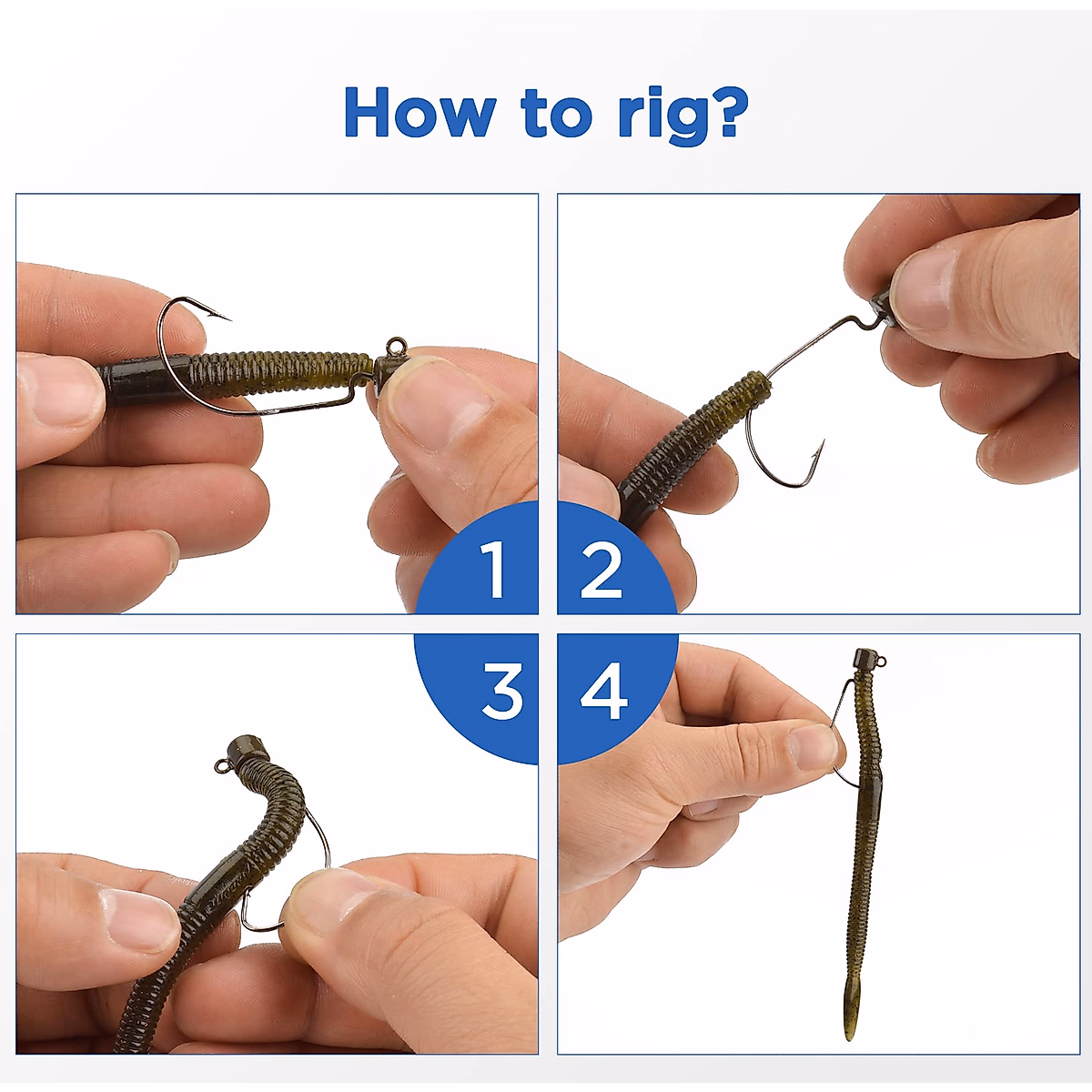 MadBite Ned Rig Jig Hook Kits, Finesse Mushroom Jig Heads for Soft Lures (Green Pumpkin (Wide Gap), 3/16 oz)