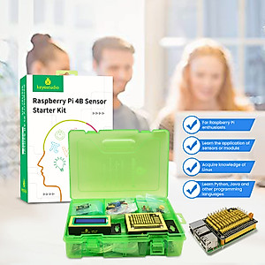 KEYESTUDIO 37 Sensors Modules in 1 Box Starter Kit for Raspberry Pi 4 4B 3 3B 2B+, Tutorials Python C Java Scratch Code, 38 Projects, GPIO Breakout Board Breadboard LCD Programming for Kids Adult