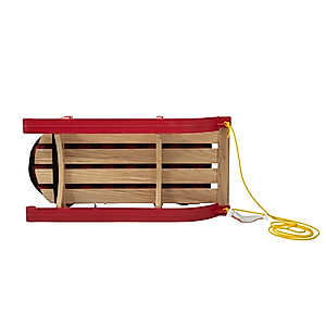 Superio Children Wooden Sled, Snow Sled for Toddlers, Kids Sleigh with Pull Ropes, Baby Sled, Red (Wooden Sled)