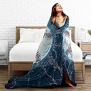 Soft Baseball Blanket Microfiber Flannel Throw Blanket for Kids and Adults Plush Fleece Sherpa Throw Blanket for Couch Sofa Bedding Living Room (Baseball Blanket B, 130cm x 150cm(51'' x 59''))