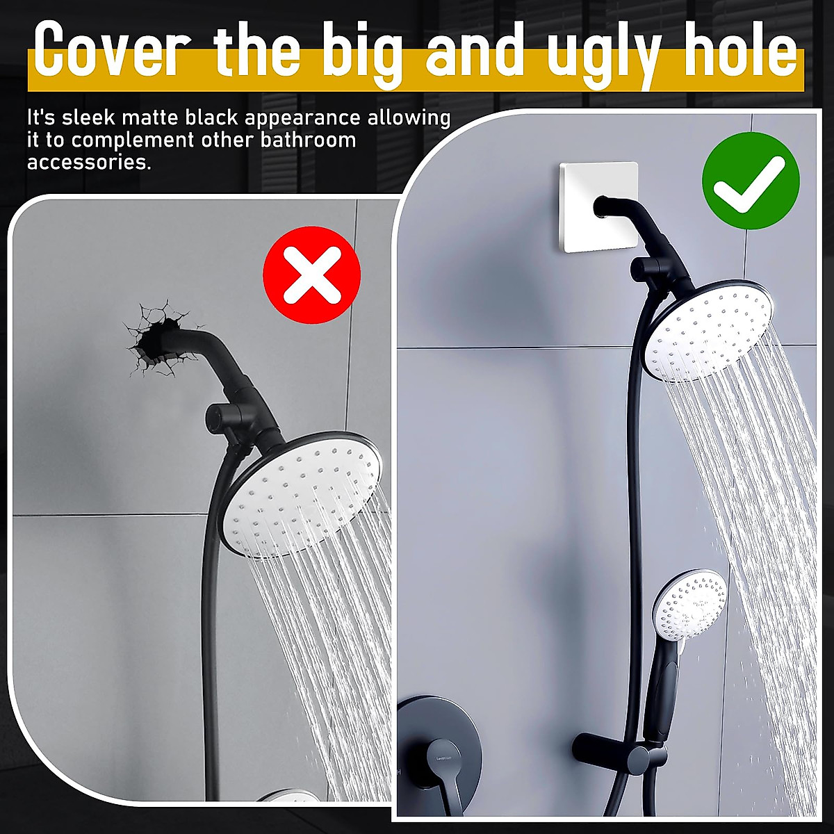 Square Shower Arm Flange Cover Plate Silver 3.5” Large Universal Escutcheon Plate Replacement Shower Arm Flange Plumbing Cover Plates Faucet Cover Plate for Standard 1/2" Pipes