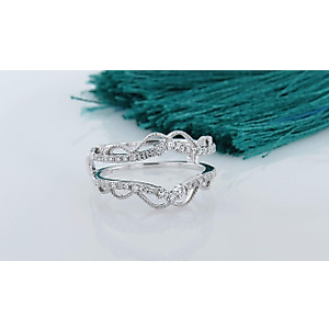 Dazzlingrock Collection 0.33 Carat (ctw) Round White Diamond Double Chevron Enhancer Guard Wedding Ring for Women in 925 Sterling Silver Size 7.5