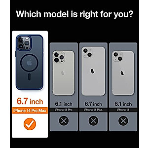 TORRAS Magnetic Guardian Designed for iPhone 14 Pro Max Case Military Grade Drop Tested Compatible with MagSafe Slim Translucent Matte Phone (6.7"), Navy Blue