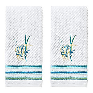 SKL Home by Saturday Knight Ltd. Ocean Watercolor Hand Towel, White (2-Pack), 16 x 26"