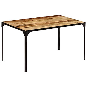 VRAXO Dining Table 55.1"x31.5"x29.9" Solid Mango Wood,Kitchen & Dining Room Tables-58.52lbs