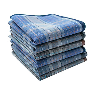 CoCoUSM Mens Cotton Handkerchiefs Plaid Handkerchief for Men Pocket Squares 3PCS