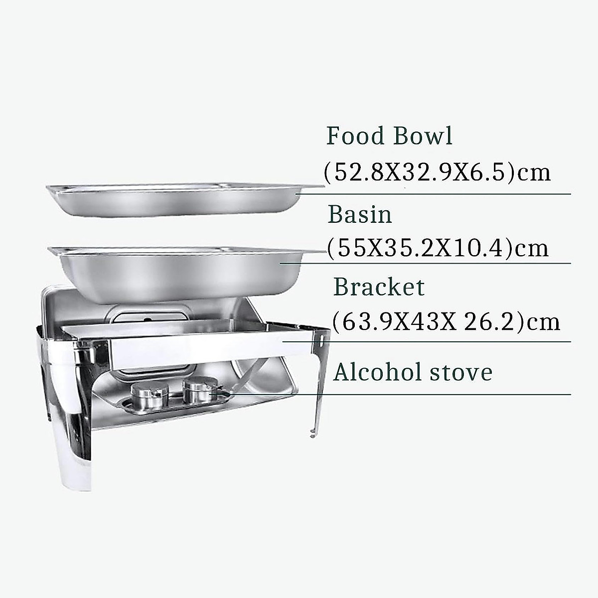 FLTRGO Chafing Dish Set, 9L Stainless Steel Buffet Trays Food Server with Fully Retractable Roll Top Lid, for Restaurant Catering Parties Weddings Picnics,Invisible