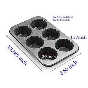 Monfish Jumbo Muffin Pan extra large cupcake tin Carbon Steel Mosaic finish non Stick Coating Muffin Tin 3.5dia x1.77 inch cup