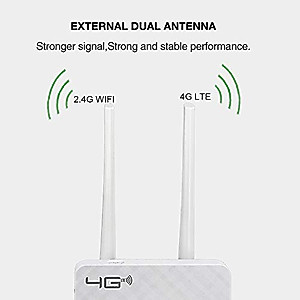 KuWFi 4G LTE Modem Router with SIM Card Slot, Cat4 Wireless WiFi Routers with Dual External Antennas Work with T-Mobile/AT&T for Home/Office