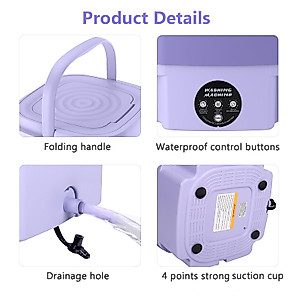 8L Portable Washing Machine, Foldable Mini Small Washing Machine for Socks, Underwear or Small Items for Apartment, Dorm, Camping, RV Travel laundry Purple