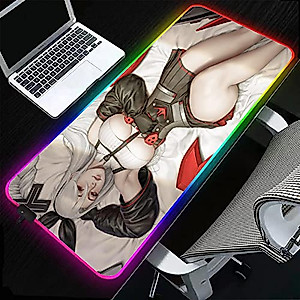 Mouse Pads Anime Girl Sexy Butt RGB Mouse Pad Gaming Accessories Luminous LED Laptop Gamer Keyboard Carpet Mat Desk 39.37 inch x19.68 inch -A8