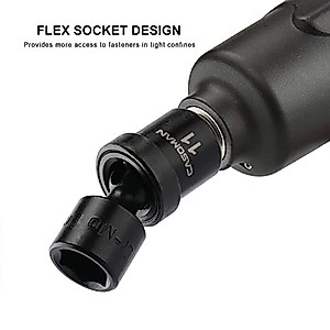 CASOMAN 1/4-Inch Drive Shallow Universal Impact Socket Set, Metric, 12 Pieces Set, 5mm to 15mm, 6-Point, Cr-Mo, Swivel Socket