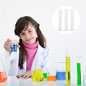 5pcs Measuring Cylinder 250ml Hexagonal Base Transparent Plastic Graduated Cylinder（Blue Scale） Premium Polypropylene 250ml Science Measuring for Lab Test Tube