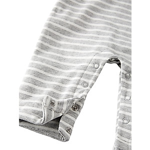 little planet by carter's unisex-baby Terry Jumpsuit made with Organic Cotton, Grey Stripes, 3 Months