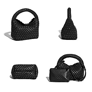 Suyechjo Woven Tote Small Crossbody Bag for Women，Quilted Purse Shoulder Bag Woven Handbag with Detachable Strap