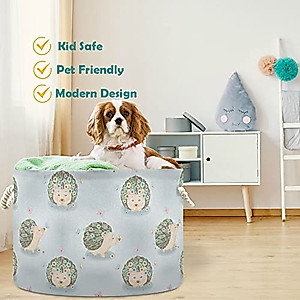 visesunny Hedgehog Spring Flower Meadow Laundry Baskets Fabric Storage Bin Storage Box Collapsible Storage Basket Toy Clothes Shelves Basket for Bathroom,Bedroom,Nursery,Closet,Office