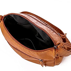 XCYY Women Shoulder Bag Pu Leather Crossbody Bag Soft Women Purse Multi-Pockets Flap Bag Women Handbag (Color : Brown, Size : 26 * 10 * 20cm)