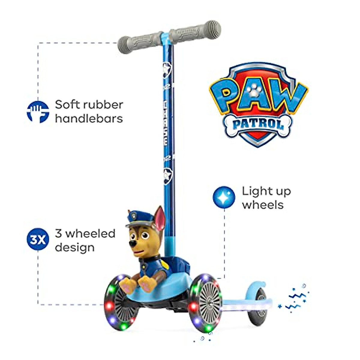 Paw Patrol Chase Kick Scooter for Kids & Energizer PAW Patrol Flashlights (2-Pack), Paw Patrol Toys for Boys and Girls, Great Flashlights for Kids (Batteries Included)