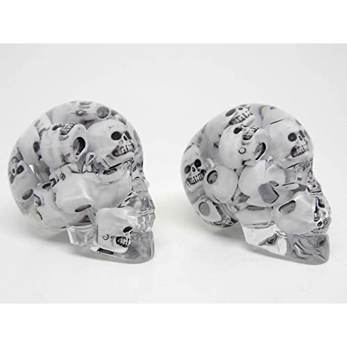 Clear Skull Door Knobs Drawer Knobs with Mini Skull Beads (Set of 2)