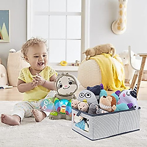 2 folding storage box rectangular body clothes organizer for storing and organizing toys clothes books home closet storage basket (simple light blue stripes)