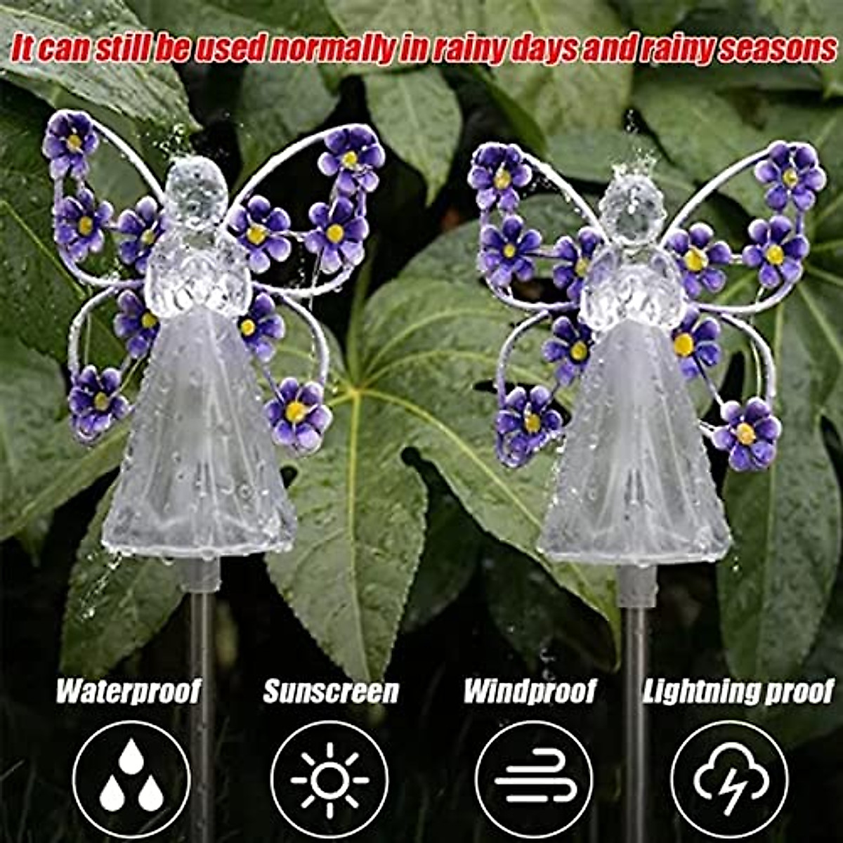 RYGRZJ LED Solar Angel Garden Light Outdoor Waterproof Lawn Lamp Decorative Landscape Yard Lamp Garden for Pathway L9S4 Patio Cemetery