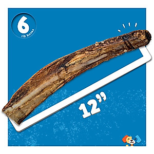 Jack&Pup Rib Bones for Dogs | All Natural Large Dog Bones| Single Ingredient Dog Chew Bones for Medium Dogs (12 inch (6 Pack))