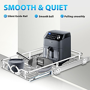 Tksrn Pull Out Cabinet Organizer(14" W x 21" D),Cabinet Drawers Slide Out Shelves for Kitchen,Under Sink Organizer Storage for Cabinet in Home, Pantry, Bathroom（NEED 15" W and 22" D Cabinet）