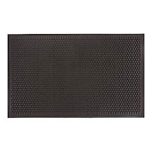 Amazon Basics Outdoor/Indoor Rubber Scraper Commercial Mat 3x5 Staggered Oval Pattern Black
