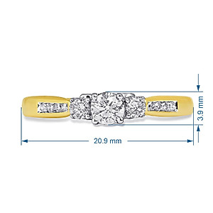 Jewelili October Birthstone Ring in 10K Yellow Gold with Cushion Cut Created Opal and Natural White Round Diamond Accent, Size 7