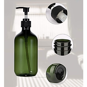 sdoot Green Pump Bottle, 2 Pack Shampoo Bottles with Pump, 17oz Refillable Plastic Soap Dispenser Pump Bottle for Shampoo Conditioner, Shampoo Lotion Body Wash