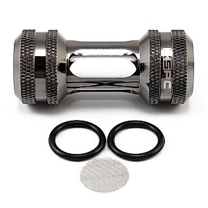 XSPC G1/4" Inline Filter, Black Chrome