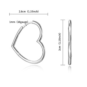 PWUEITR Heart Earrings Lightweight Geometric Hoop Earrings For Women Sweet Love Heart Earrings Valentine's Day Mother's Day Jewelry Gift,silver