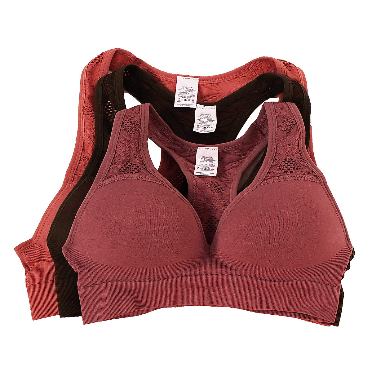 ROUGHRIVER Women's Yoga Crop Top Sports Bra with NOT Removable Adding Volume Pads Breathable Race Back (S 30-32 Cup B/C, RRCT400-L.Gry)