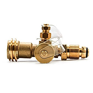 Camco Propane Brass 4 Port Tee- Comes with 5ft and 12ft Hoses, Allows for Connection Between Auxiliary Propane Cylinder and Propane Appliances (59123) , Black