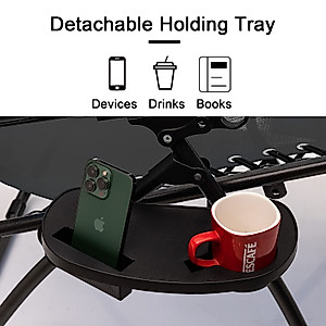 LUIBAS Zero Gravity Chair, Foldable Outdoor Reclining Lawn Chair with Adjustable Headrest and Cup Holder, Patio Lounge Recliner for Garden Poolside Camp Yard, 2 Packs, Black