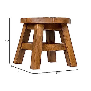 Bluebird Hand Carved Acacia Hardwood Decorative Short Stool
