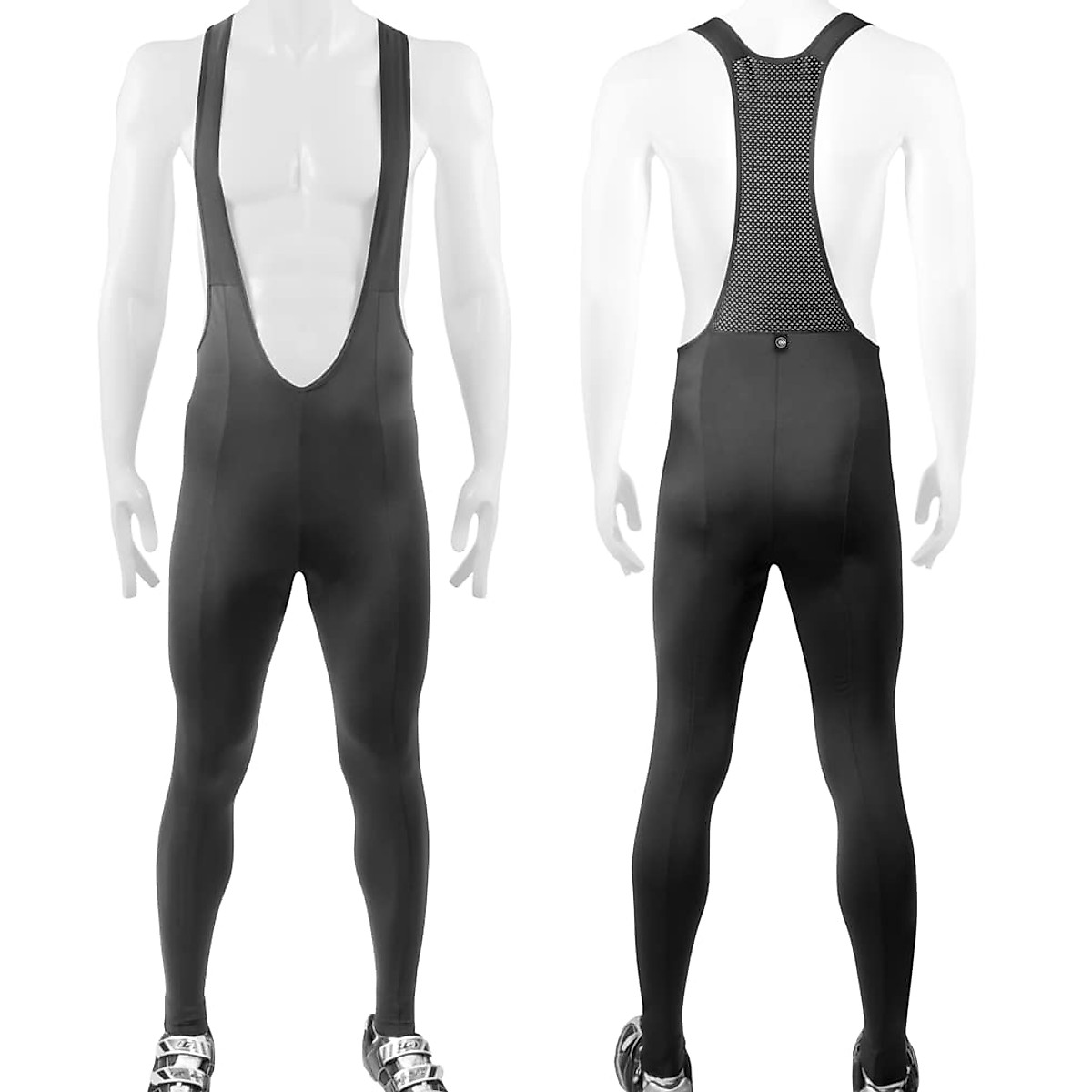AERO|TECH|DESIGNS | Men's USA Classic Unpadded Thermal Fleece Bib-Tights | Black | Tall Fit | Large