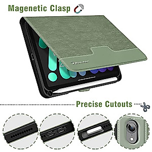 iPad Mini 6 Case 2021 New, iPad Mini 6th Generation 8.3 inch Case PU Leather with Soft TPU Back Cover Magnetic Clasp, Built-in Pencil Holder Auto Wake/Sleep Folio (Green)