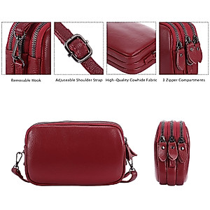 Phenas Leather CellPhone Purse Crossbody Shoulder Bags Medium Purse Multi Zipper Purses Handbag Wallet for Women