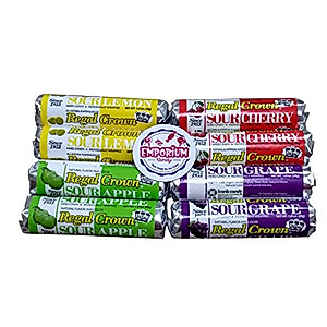 Regal Crown Candy Rolls Assortment - Sour Cherry Lemon Apple Grape 2 Rolls of Each Flavor