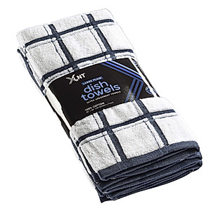 XLNT Blue Large Kitchen Towels (3 Pack) - 100% Cotton Dish Towels | 20" x 28" | Ultra Absorbent Dishcloths Sets of Hand Towels/Tea Towels for Everyday Scrubbing | Quick Drying Kitchen Washcloths