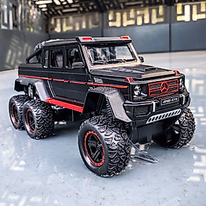 BDTCTK 1/22 Benz G63 AMG 6x6 V12 Off-Road Black Pickup Model Car, Zinc Alloy Pull Back Toy car with Sound and Light for Kids Boy Girl Gift (Black)